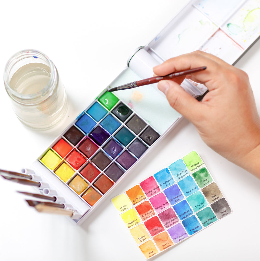 Travel Watercolor Set 7 Brushes and 24 Colors – ZenARTSupplies ...