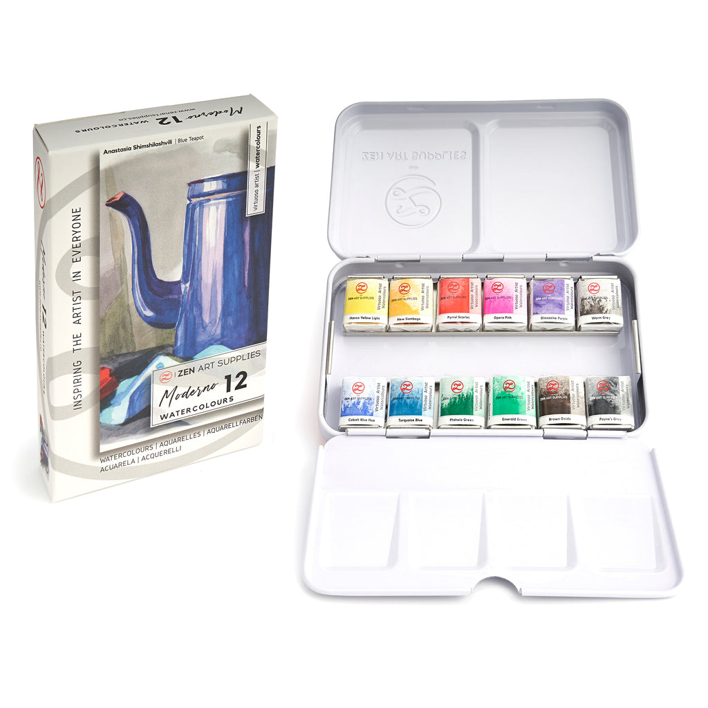 Travel Watercolor Paint Set 12 Vibrant Colors – ZenARTSupplies ...