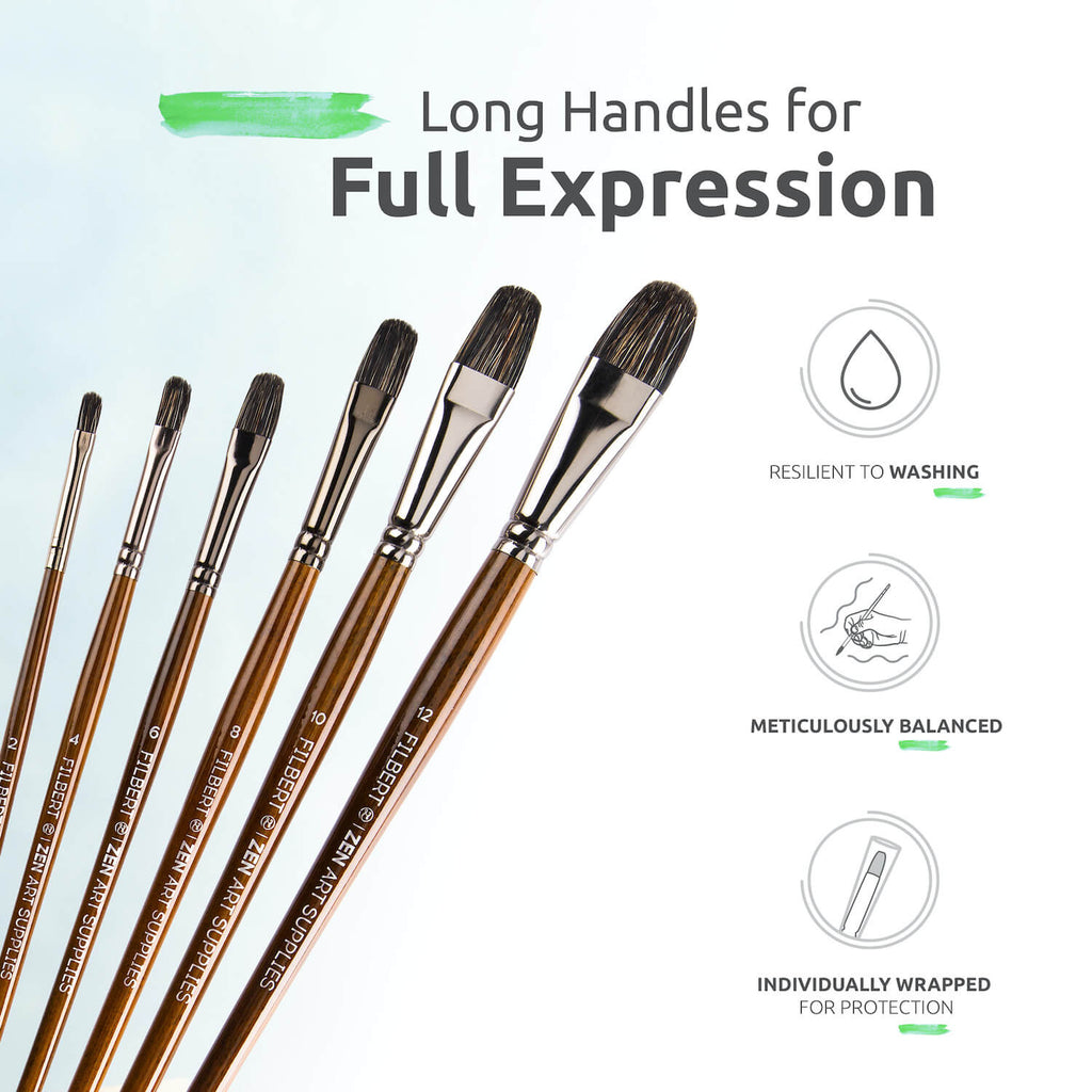 Artists Filbert Brushes 6 pcs Brush Set for Oil & Acrylics ...